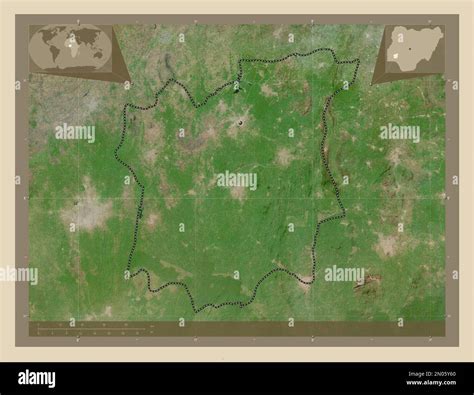 Osun State Of Nigeria High Resolution Satellite Map Corner Auxiliary Location Maps Stock