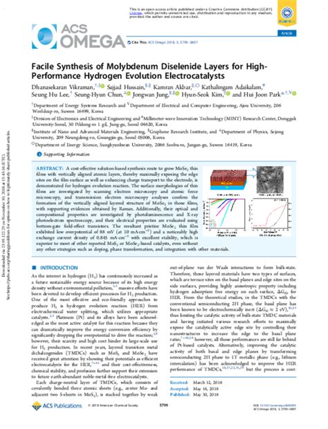 Pdf Facile Synthesis Of Molybdenum Diselenide Layers For High