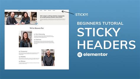Sticky Header In Elementor Pro Wicky Design