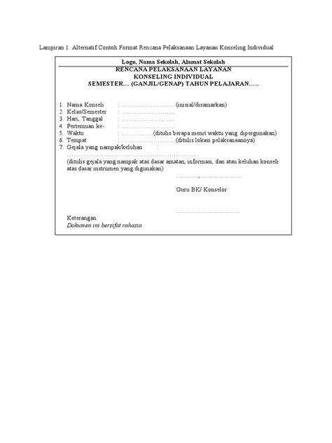 Format Rpl Dan Laporan Kegiatan Bk Sma Pdf