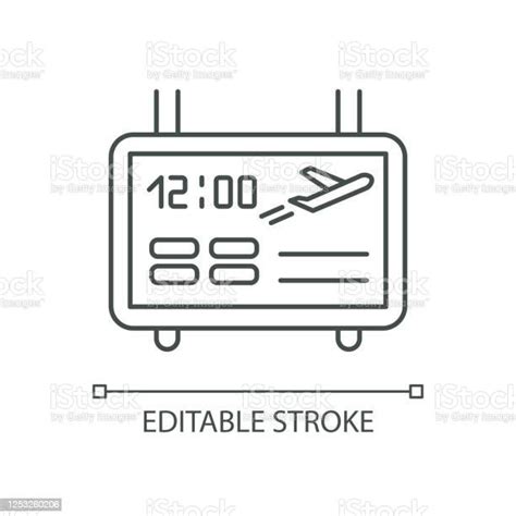 공항 점수판 픽셀 완벽한 선형 아이콘 전자 기내 항공편에 대한 정보 얇은 선 사용자 정의 일러스트레이션 윤곽 기호입니다 벡터 격리 된 윤곽선 도면입니다 편집 가능한 스트로크