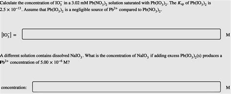 Solved Calculate The Concentration Of IO3in A Chegg Com