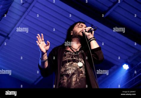 Lead Singer Henning Basse Performing With Greek Heavy Metal Band