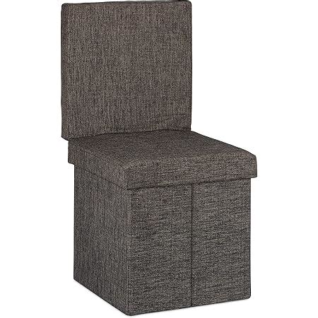Relaxdays Tabouret De Rangement Pliant En Lin Avec Appui Dos Coffre