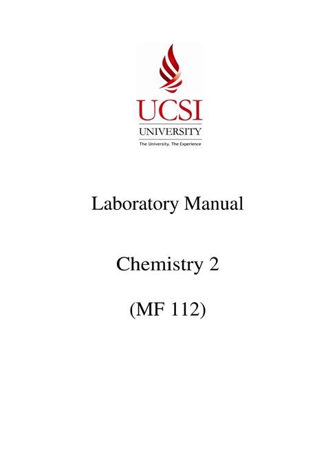 Lab Manual Jan 2018 Laboratory Manual Chemistry 2 MF 112 Table Of Contents Page Laboratory