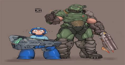 Doom Guy And Megaman By Kelvinhiu Smashbros