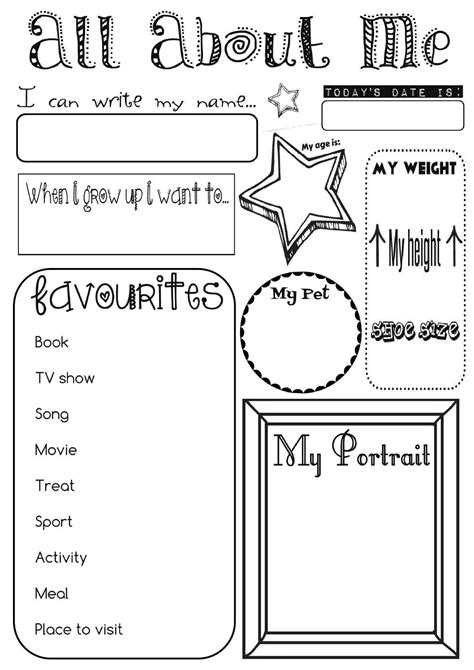 All About Me Sheet For Kindergarten