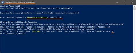 Windows PowerShell Execução de scripts foi desabilitada neste sistema WinNotas br