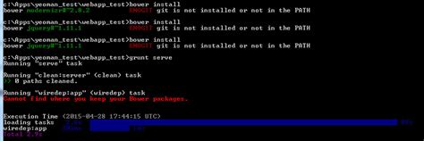 yeoman bower install doesn t seem to be working windows 7 not getting bower components