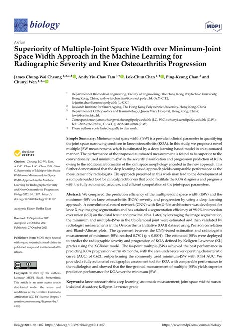 Pdf Superiority Of Multiple Joint Space Width Over Minimum Joint Space Width Approach In The