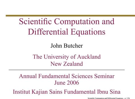 Scientific Computations And Differential Equations Ppt