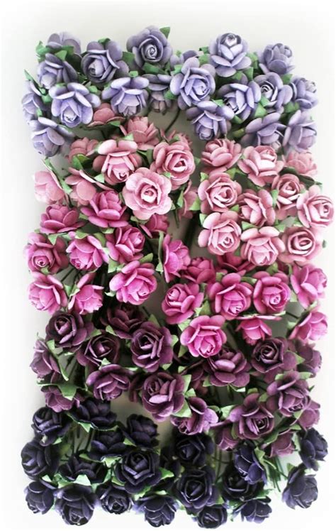 Kadadsa 100 Pcs Small Artificial Rose Mixed Violoet Five Color Mulberry Paper Flower