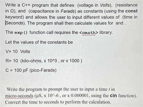 Solved Write A C ﻿program That Defines Voltage In