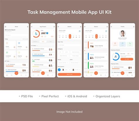 Premium Psd Task Management Mobile App Ui Kit