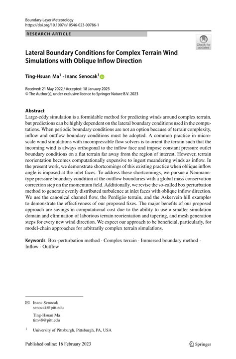 Pdf Lateral Boundary Conditions For Complex Terrain Wind Simulations