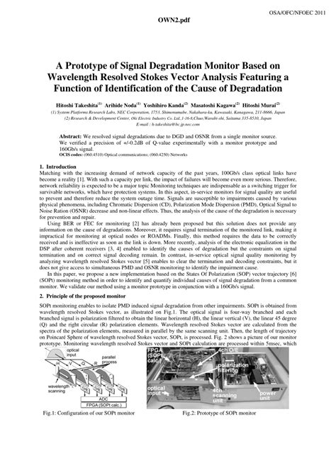 Pdf A Prototype Of Signal Degradation Monitor Based On Wavelength