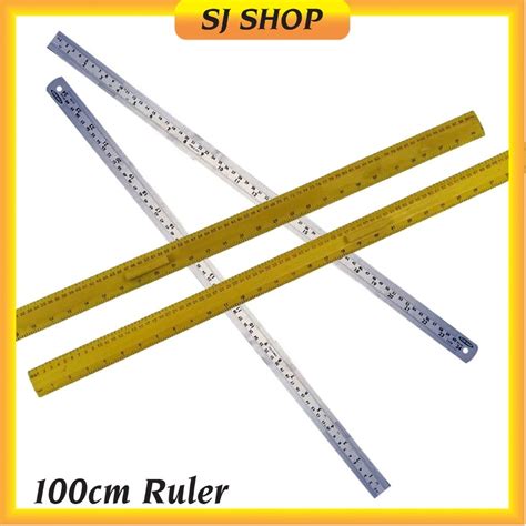 Long Ruler 100cm 40 Inch Metal Ruler Stainless Steel Ruler 1 Meter Wood Ruler Pembaris