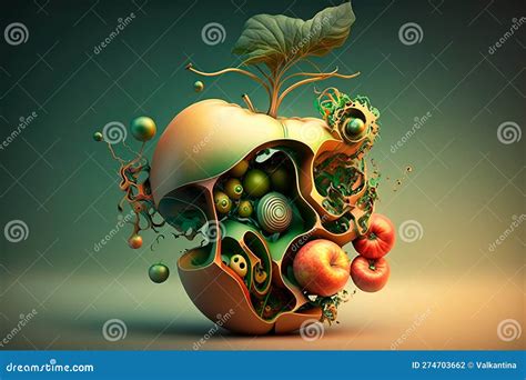 Decomposing Ugly Apple Surreal Fruit Food Of Future Generative Ai