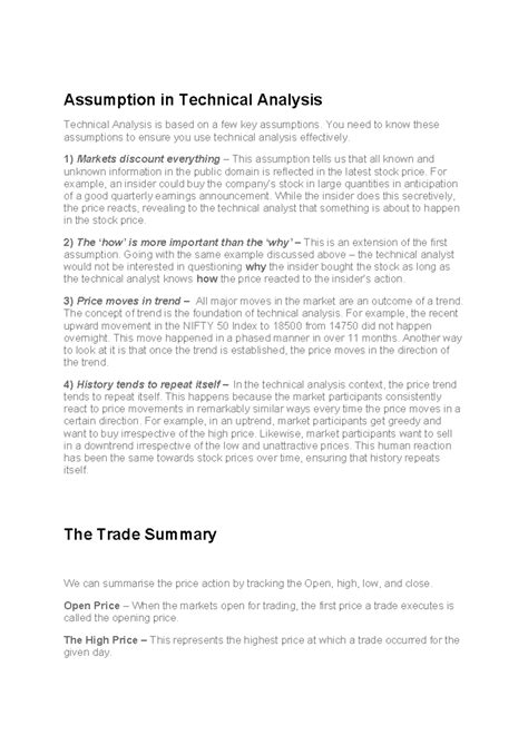 Assumption In Technical Analysis Assumption In Technical Analysis Technical Analysis Is Based