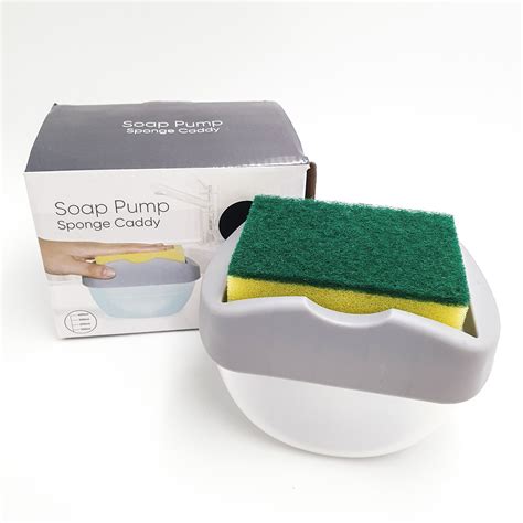 Диспенсер для миючого засобу UKC Soap Pump Sponge Caddy з губкою Сірий ...