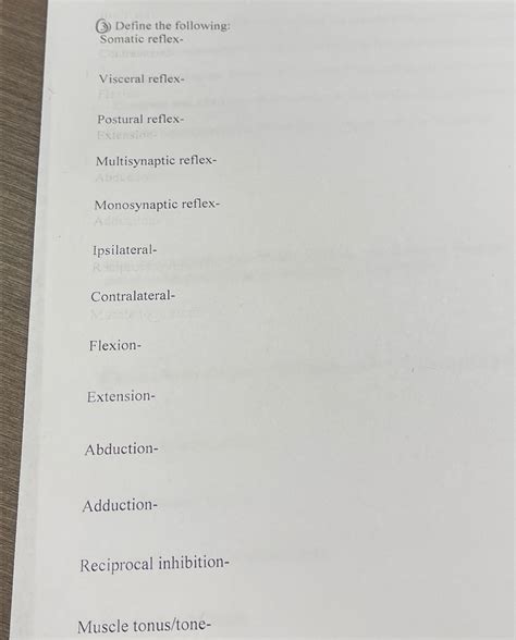 Solved 3 ﻿define The Followingsomatic Reflex Visceral