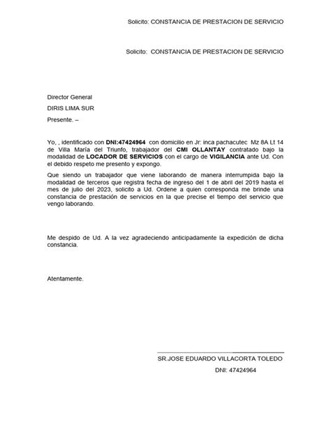 Solicitud Diris Arreglando Pdf