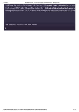 EVM Techniques To Forecast Project Cost Performance PDF