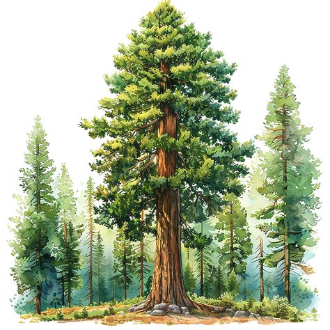 Cedar Tree Water Color Painting 16 High Quality  Clipart Pack