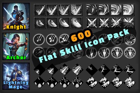 Knightarchermageflatskilliconpack 2d Icons Unity Asset Store