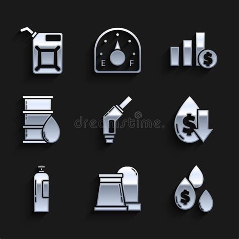 Set Gasoline Pump Nozzle Drop With Dollar Symbol Drop Crude Oil Price