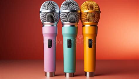 Singer Performs On Stage Microphone Shines In Spotlight Audience