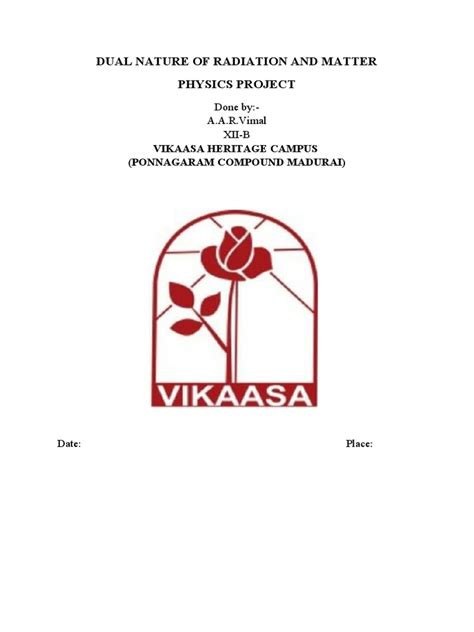 The Dual Nature Of Radiation And Matter An Analysis Of Aar Vimals Physics Project On Wave