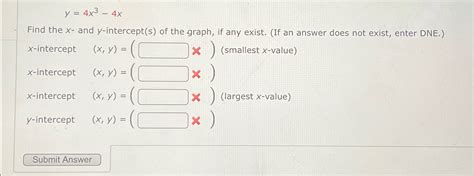 solved y 4x3 4xfind the x ﻿and y intercept s ﻿of the