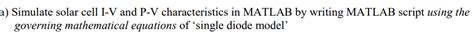 Solved Simulate Solar Cell I V And P V Characteristics In Chegg Com