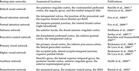The Main Resting State Networks Of The Human Brain Download Scientific Diagram