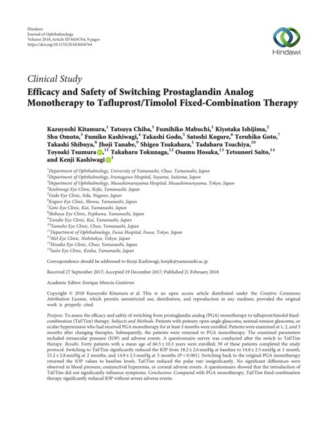 Pdf Efficacy And Safety Of Switching Prostaglandin Analog Monotherapy