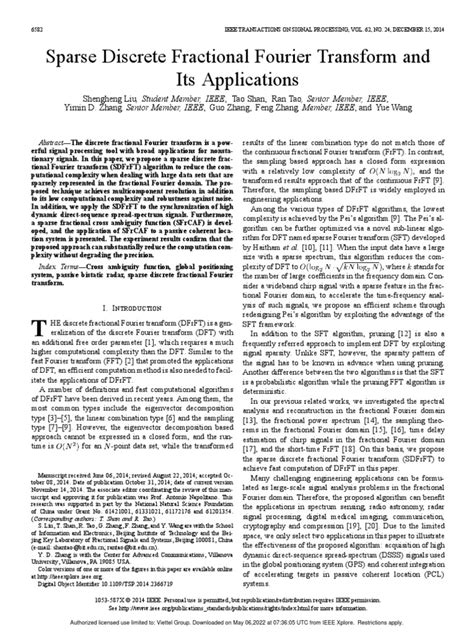 Sparse Discrete Fractional Fourier Transform And Its Applications Pdf