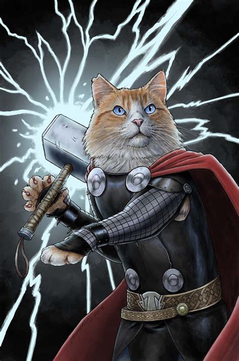 Thor 19now Variant Cover By Jenny Parks Cbr Thor Cat Cat Art
