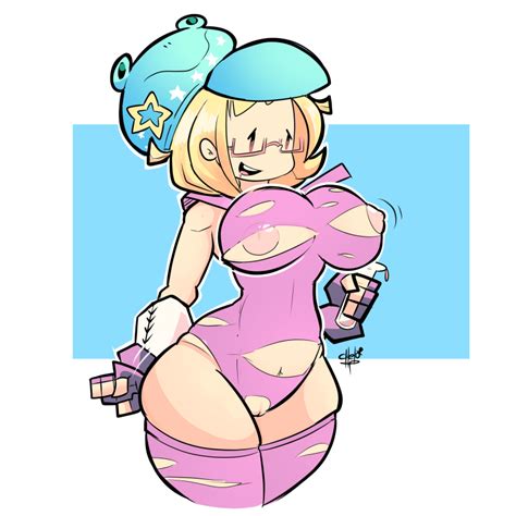 Rule 34 1girls Blonde Hair Cap Chelo Drooling Female Glasses Gloves Large Breasts Navel