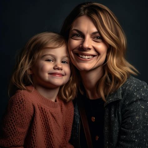 Retrato Familiar De Madre E Hija En El Interior Foto Premium