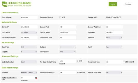 Waveshare Modbus Hilfe