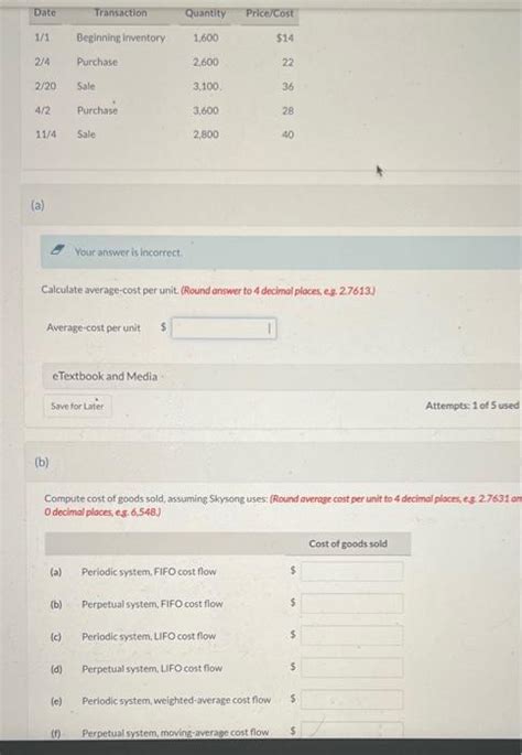 Solved Calculate Average Cost Per Unit Round Answer To 4