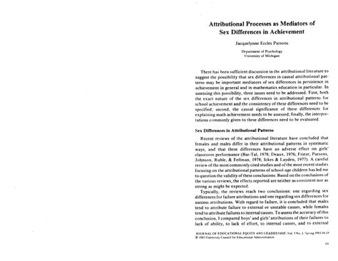 Pdf Attributional Processes As Mediators Of Sex Differences In Achievement