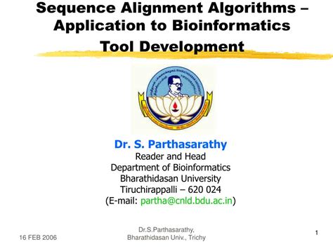Ppt Sequence Alignment Algorithms Application To Bioinformatics