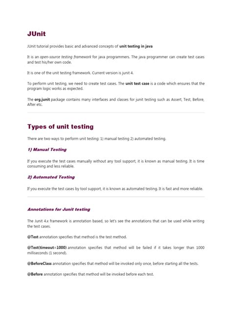 Junit Pdf Unit Testing Boolean Data Type