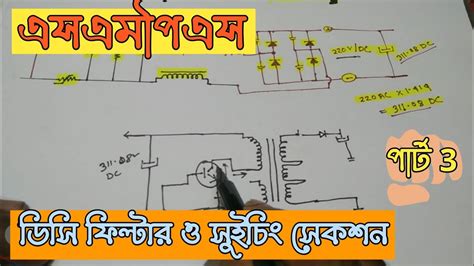 এস এম পি এস এর ডি সি ব্রিজ ও ফিল্টার সেকশন এবং সুইচিং সেকশন কিভাবে কাজ