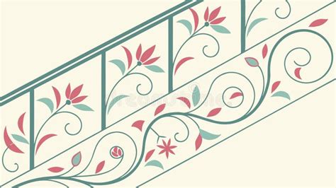 Ornate Staircase Railing Decorative Railing Architectural Detail And Elegant Staircase Vector