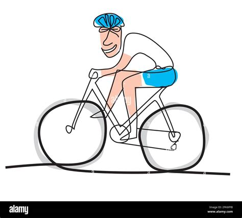 Vector Illustration Drawing Cyclist Helmet Fotos Und Bildmaterial In