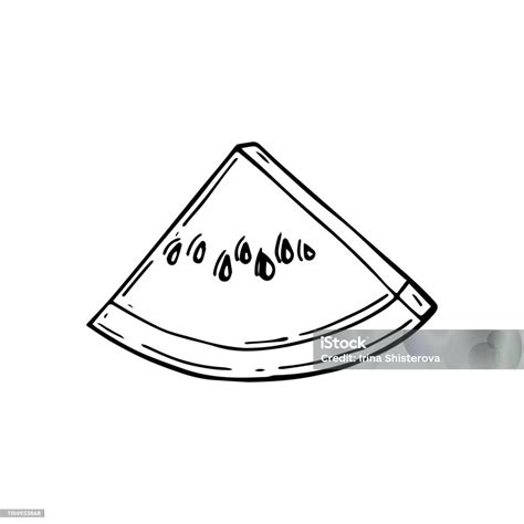 벡터 이미지입니다 수 박의 윤곽 그림 얇게 썬 박 손으로 그린 건강한 생활방식에 대한 스톡 벡터 아트 및 기타 이미지 건강한