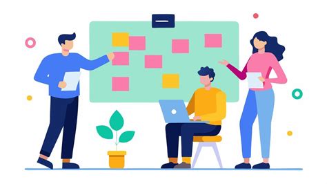 Team Brainstorming A Group Of Developers Engaged In A Lively Brainstorming Session With Sticky